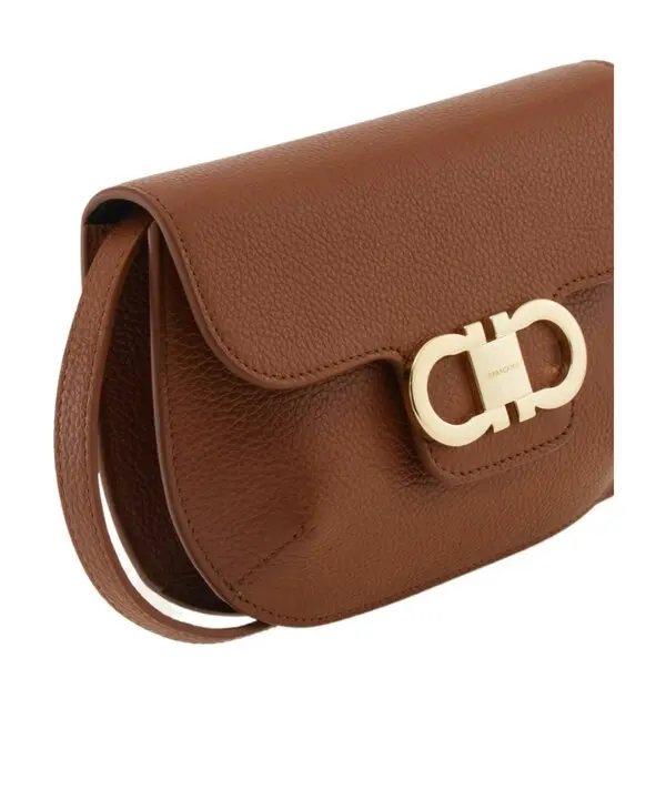 FERRAGAMO Gancio Lock Crossbody Bag - Cognac