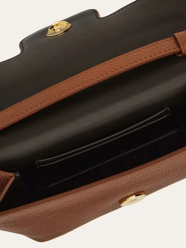 FERRAGAMO Gancio Lock Crossbody Bag - Cognac