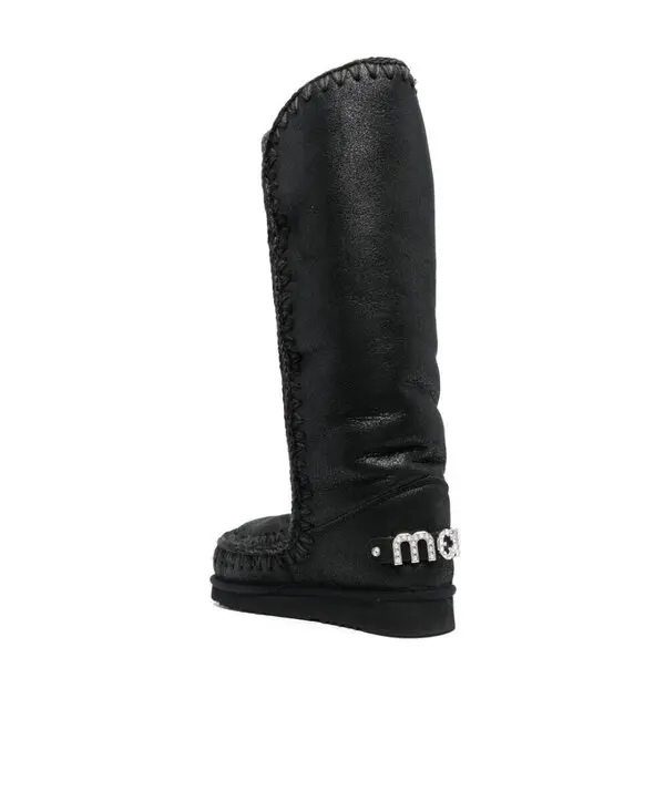 Mou Eskimo Rhinestone-logo Boots - Black