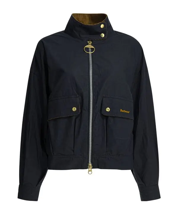 Barbour Logo Detailed Zip Up Jacket - Black