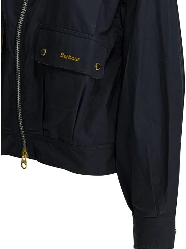 Barbour Logo Detailed Zip Up Jacket - Black