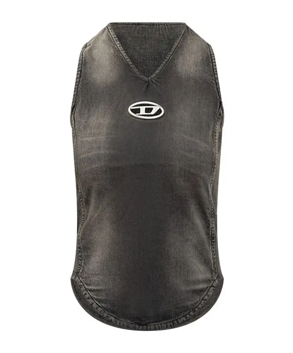DIESEL® Logo Plaque Sleeveless V-neck Top