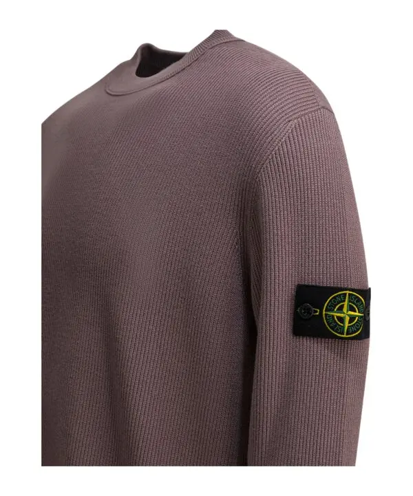 Stone Island Ribbed Crew Neck Sweater - Brown
