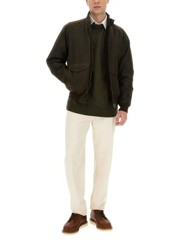 BARACUTA Waxed Zip Jacket - Black
