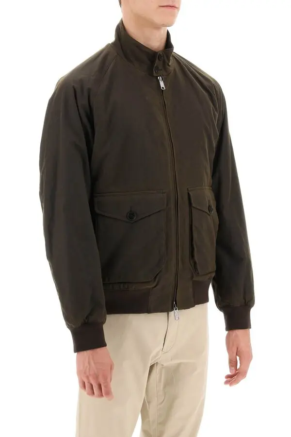 BARACUTA Waxed Zip Jacket - Black