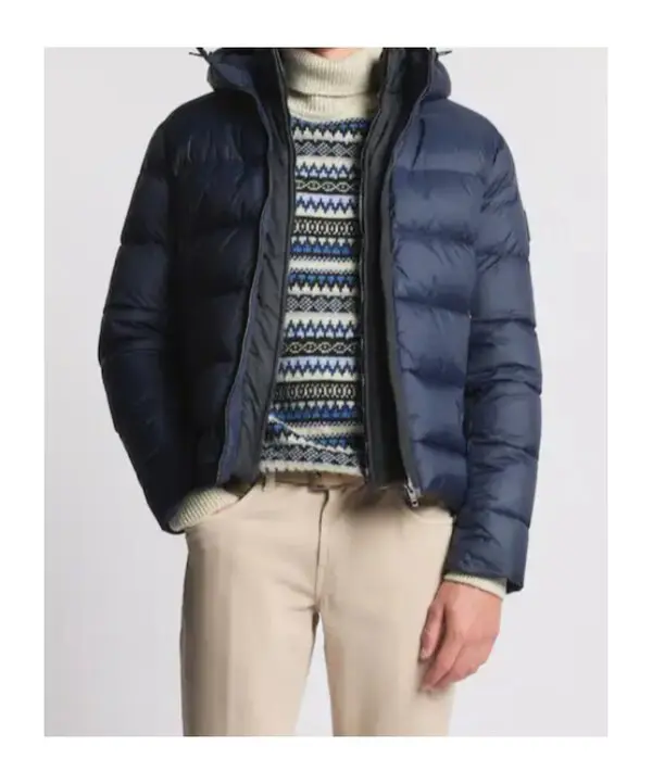 FAY Quilted Down Hooded Jacket - Blue