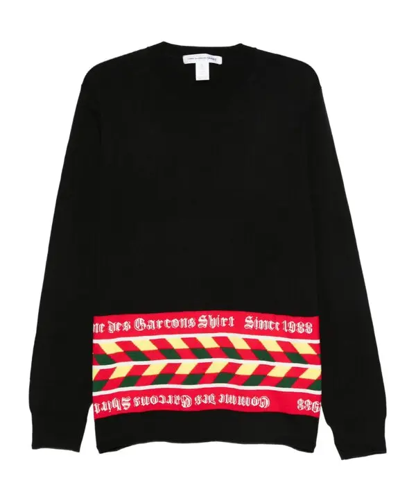 Comme Des Garçons Geometric Pattern Crew Neck Sweater