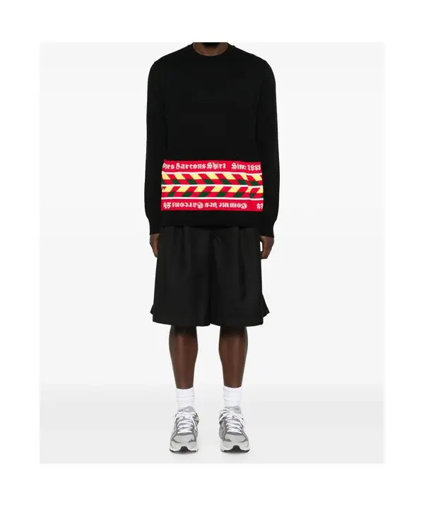Comme Des Garçons Geometric Pattern Crew Neck Sweater