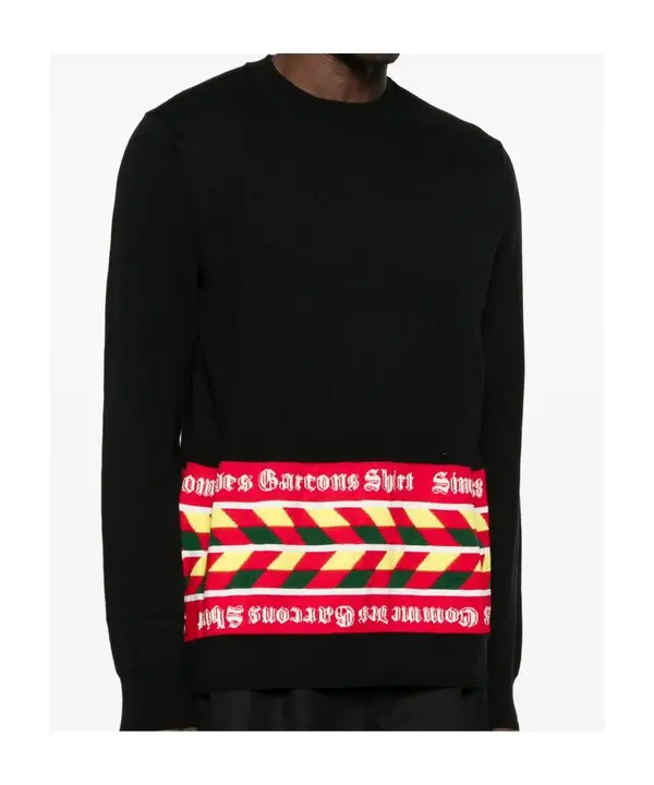Comme Des Garçons Geometric Pattern Crew Neck Sweater