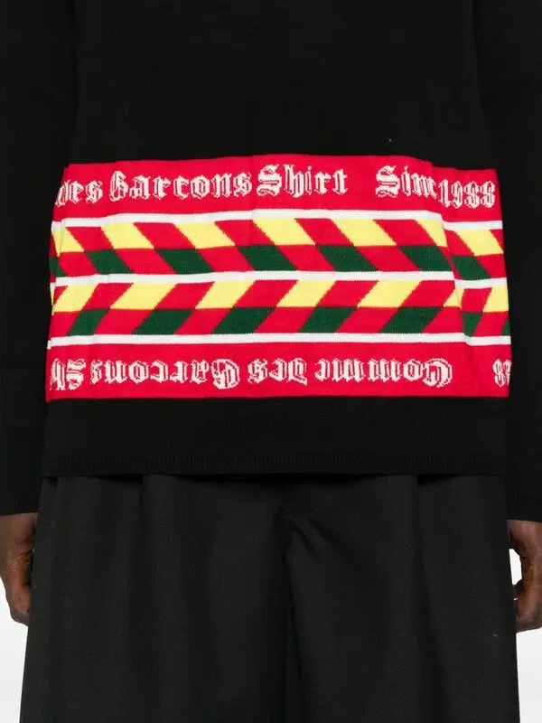 Comme Des Garçons Geometric Pattern Crew Neck Sweater