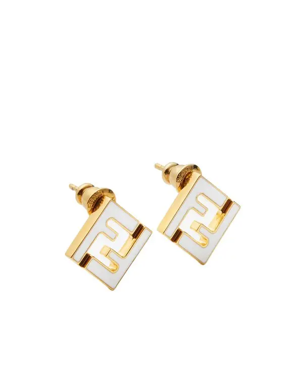 Fendi Ff Motif Stud Earrings - Golden
