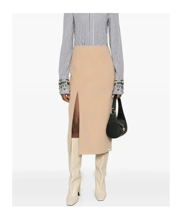 Sportmax Slit Midi Skirt With Zipper Detail