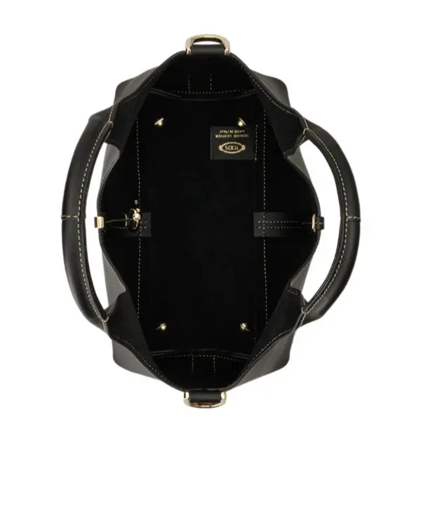 TOD'S Logo Engraved Mini Shopping Bag - Black