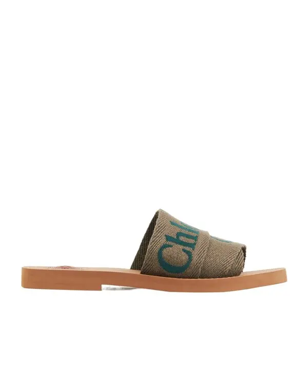 Chloé Woody Logo Embroidered Sandals - Brown