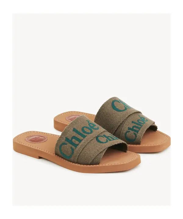 Chloé Woody Logo Embroidered Sandals - Brown