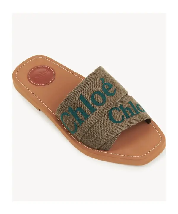 Chloé Woody Logo Embroidered Sandals - Brown