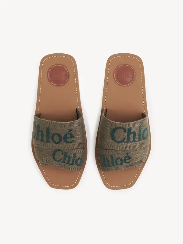 Chloé Woody Logo Embroidered Sandals - Brown
