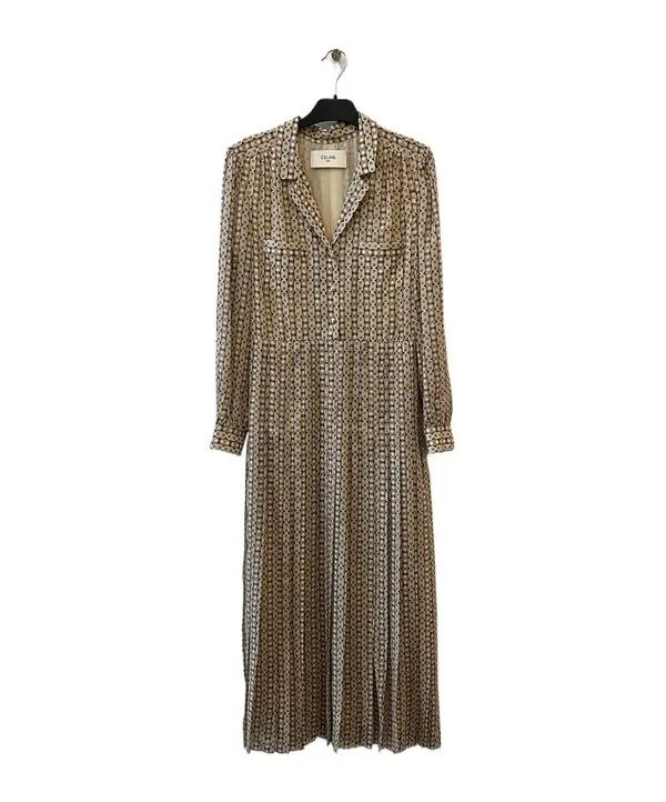 Celine Long Wool Silk Etamine Shirt Dress With Notched Lapels - No