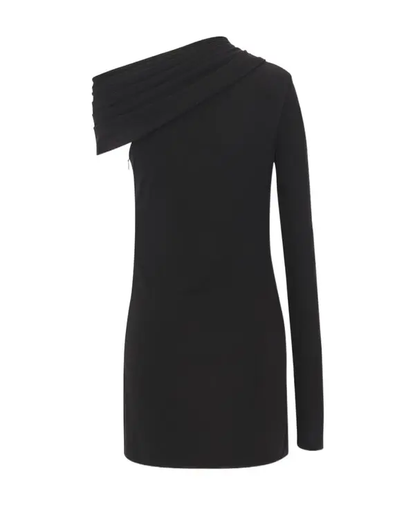 Saint Laurent Ruched One-sleeved Mini Dress