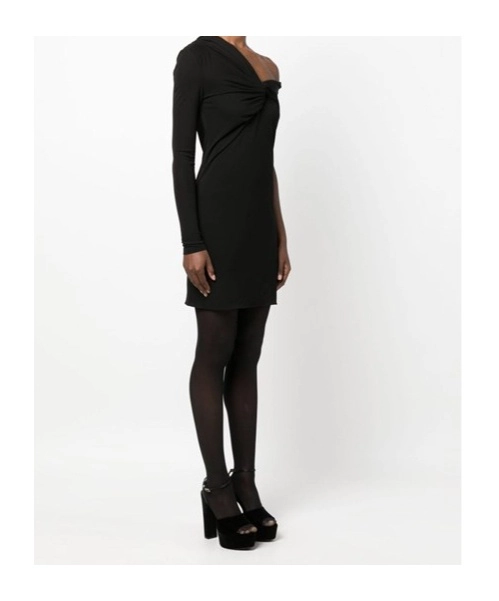 Saint Laurent Ruched One-sleeved Mini Dress