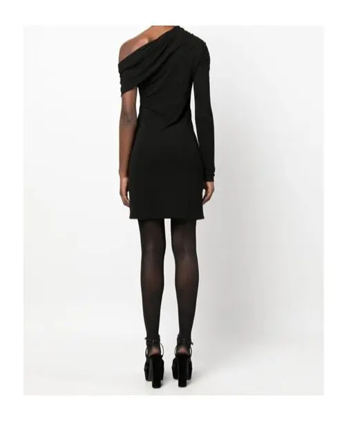 Saint Laurent Ruched One-sleeved Mini Dress