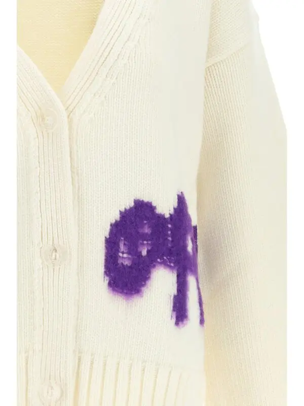 Off-White Logo Intarsia Knit Cardigan - White