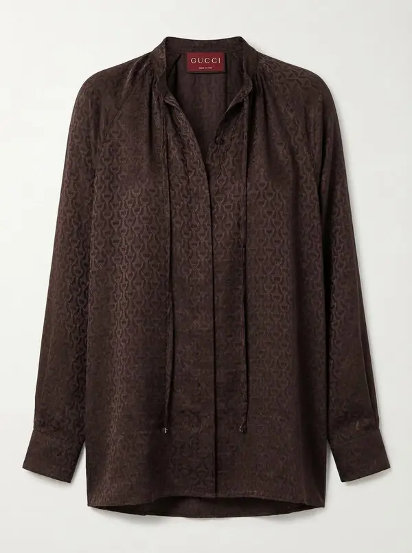 Gucci Horsebit Detailed Long-sleeve Shirt - Dark Brown