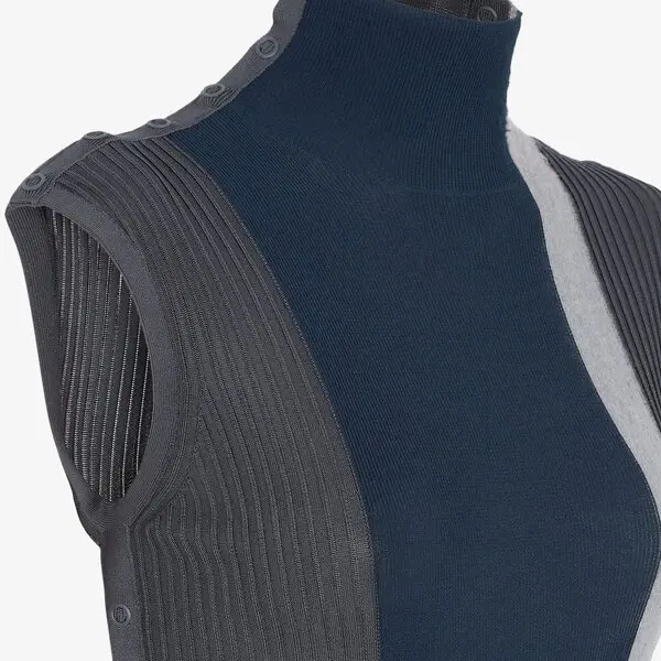 Fendi Ribbed-knit Sleeveless Maxi Dress With Color Block Detail
