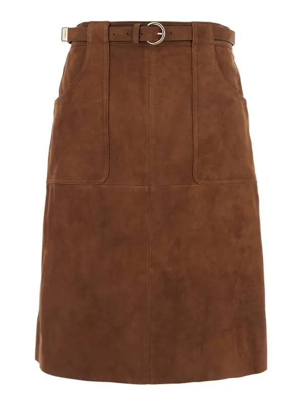 Max Mara Mstennis Belted Midi Skirt - Chocolate-colored
