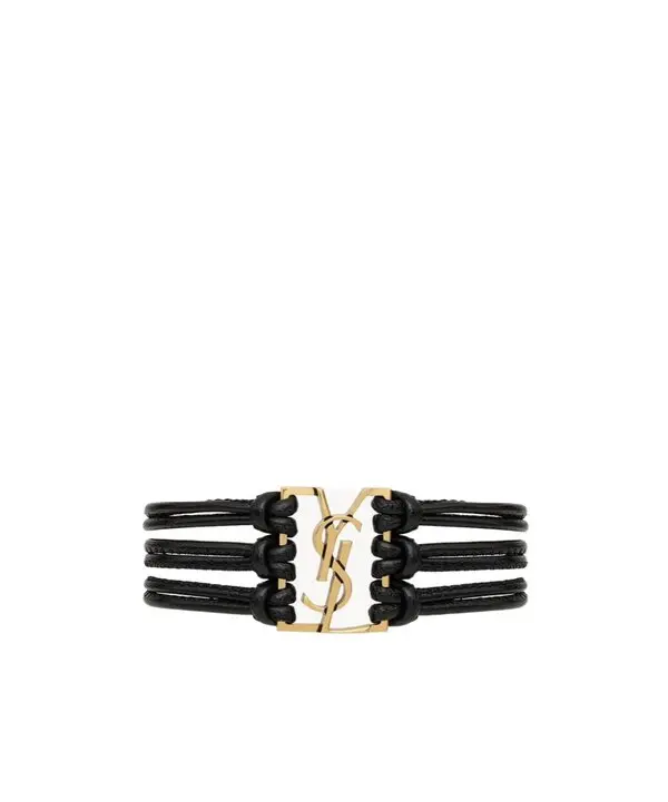 Saint Laurent Monogram Cord Bracelet - Black