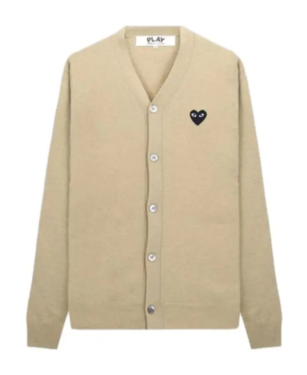 Play Comme Des Garcon Woolen V-neck Cardigan - Nude