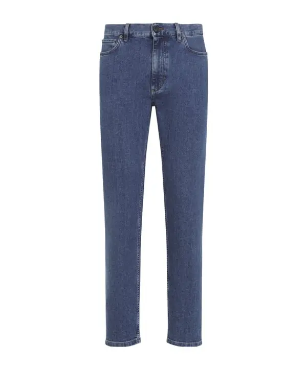 Zegna Logo Patch Straight-leg Jeans - Blue