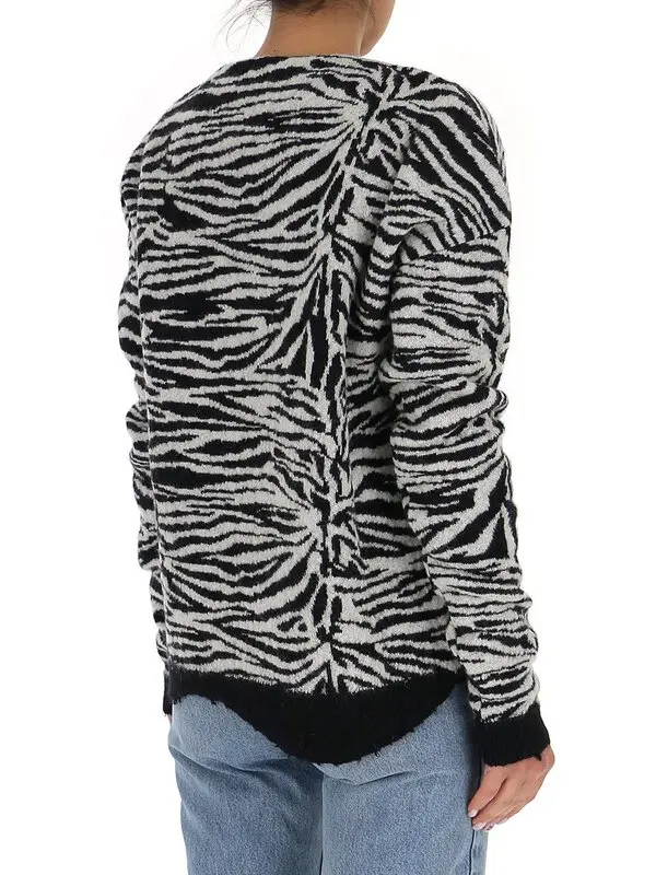 Saint Laurent Zebra Print V-neck Sweater