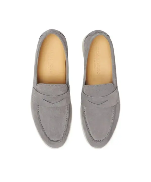 SCAROSSO Luciana Almond Toe Loafers - Grey