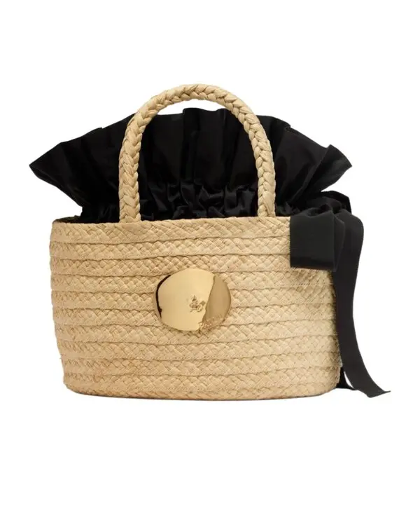 PATOU Logo Raffia Tote Bag - Beige