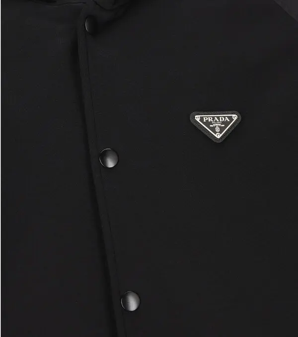 Prada Logo Plaque Drawstring Hooded Jacket