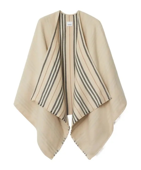 Burberry Reversible Signature Stripe Wool Shawl - No