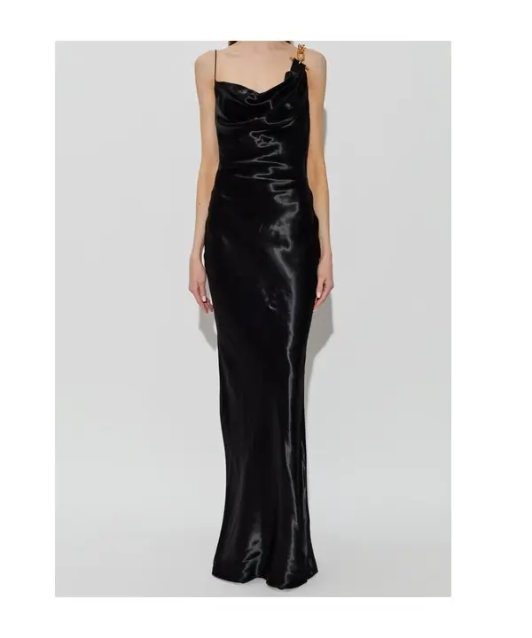 Balmain Cowl Neck Satin Maxi Dress