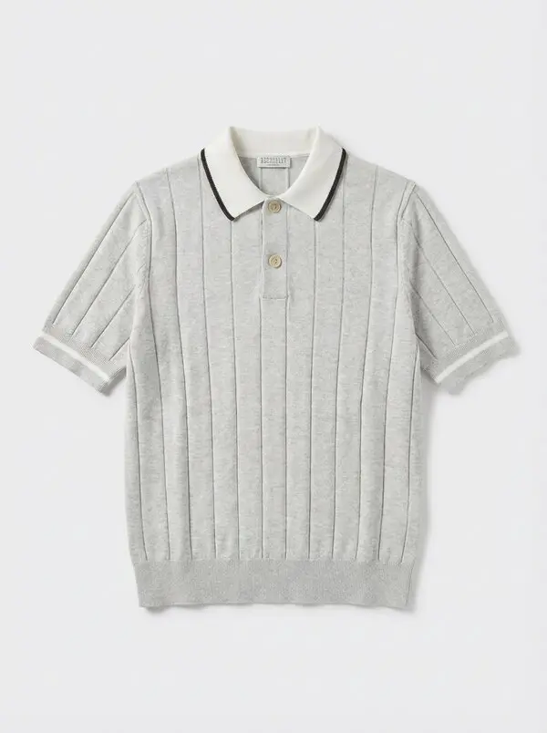 Brunello Cucinelli Short-sleeved Knitted Polo Shirt - White