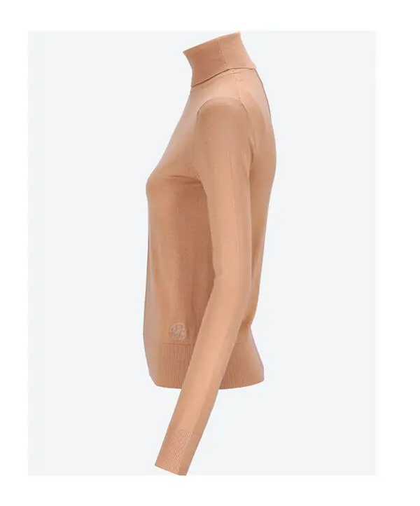 Chloé High Neck Wool Jumper With Logo Embroidery - Nude