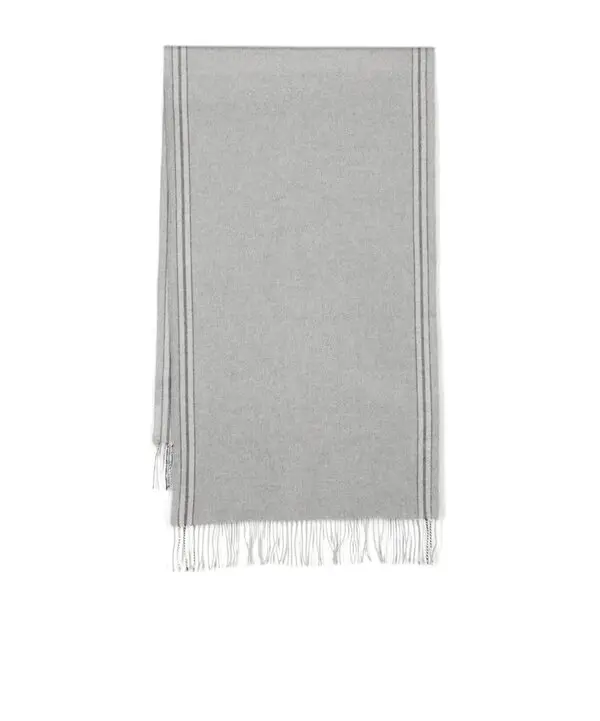 Brunello Cucinelli Striped Fringed Scarf - Gray