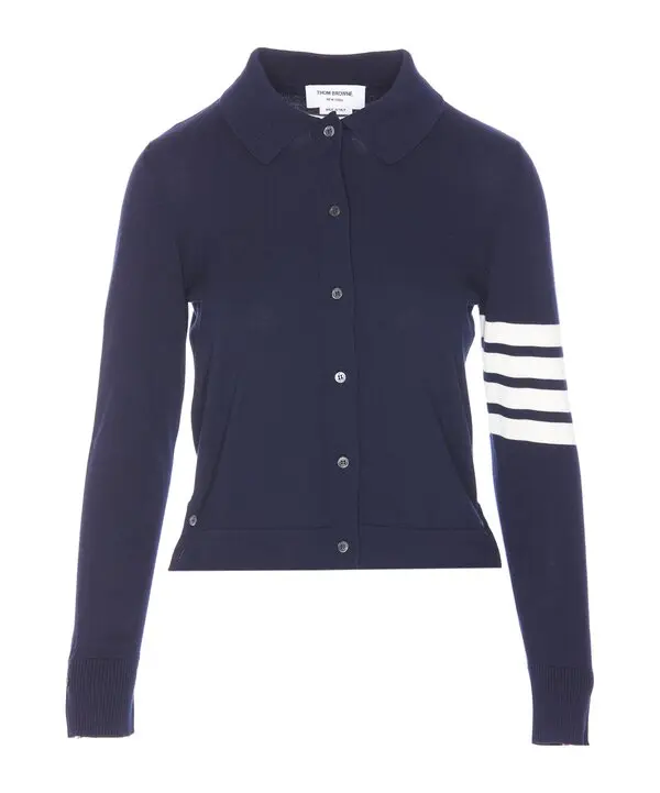 Thom Browne 4-bar Stripe Knitted Polo Shirt
