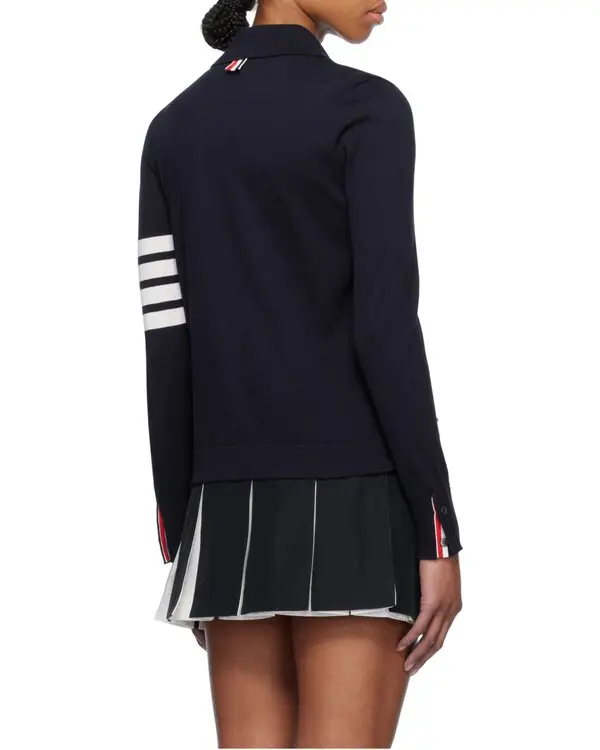 Thom Browne 4-bar Stripe Knitted Polo Shirt