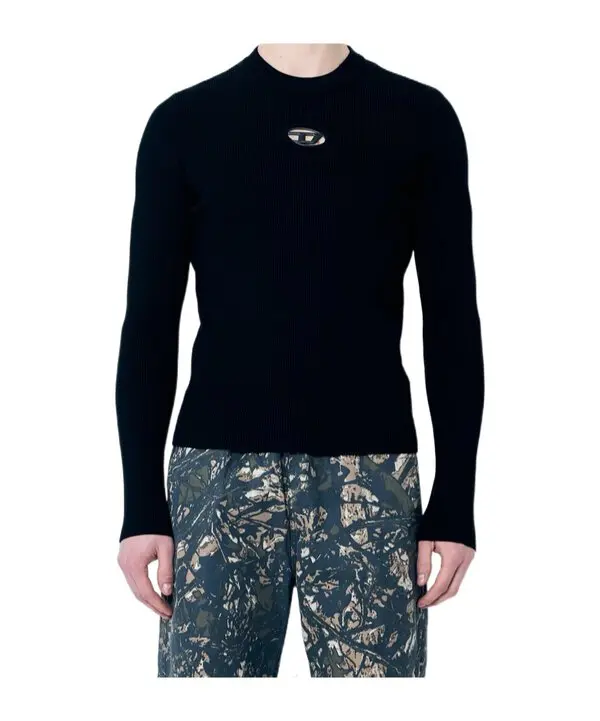 DIESEL® Ribbed-knit Top With Oval D Logo Plaque