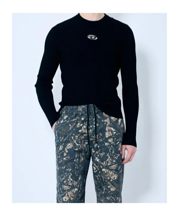 DIESEL® Ribbed-knit Top With Oval D Logo Plaque