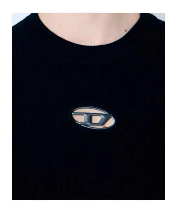 DIESEL® Ribbed-knit Top With Oval D Logo Plaque
