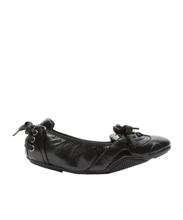 Acne Studios Leather Lace-up Ballerina Flats - Black