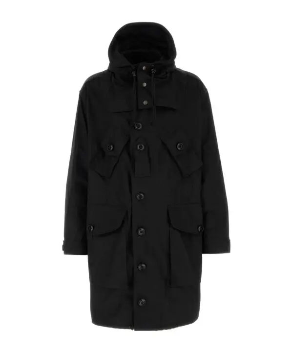 MAISON MARGIELA Long Sleeved Hooded Coat - Black
