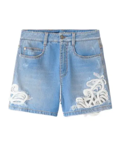 Ermanno Scervino Denim Shorts With Applique Detailing