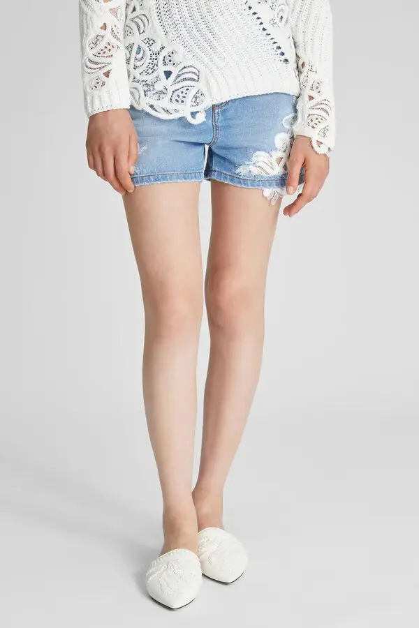 Ermanno Scervino Denim Shorts With Applique Detailing